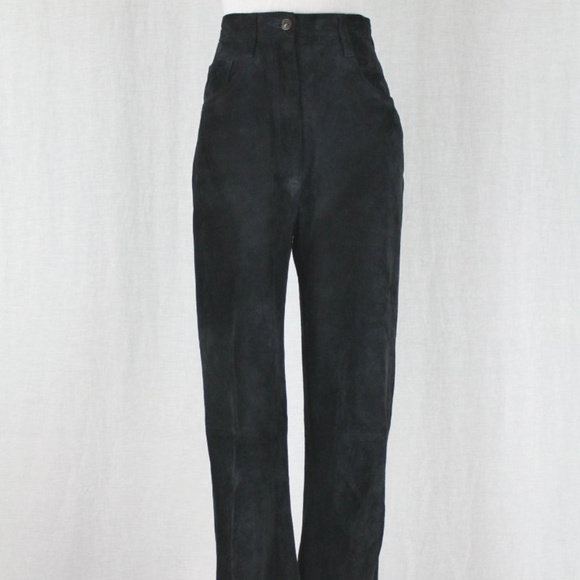 jaeger | Jeans | Vintage Jaeger Black Suede Leather Jeans | Poshmark